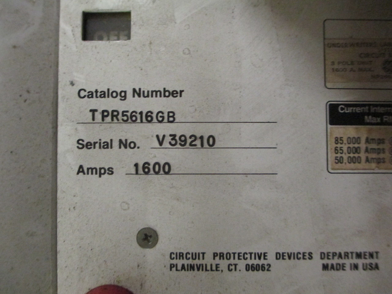 TPR5616GB GE Power Break Breaker 1600 Amp SelecTrip 600 VAC M/O | Used ...