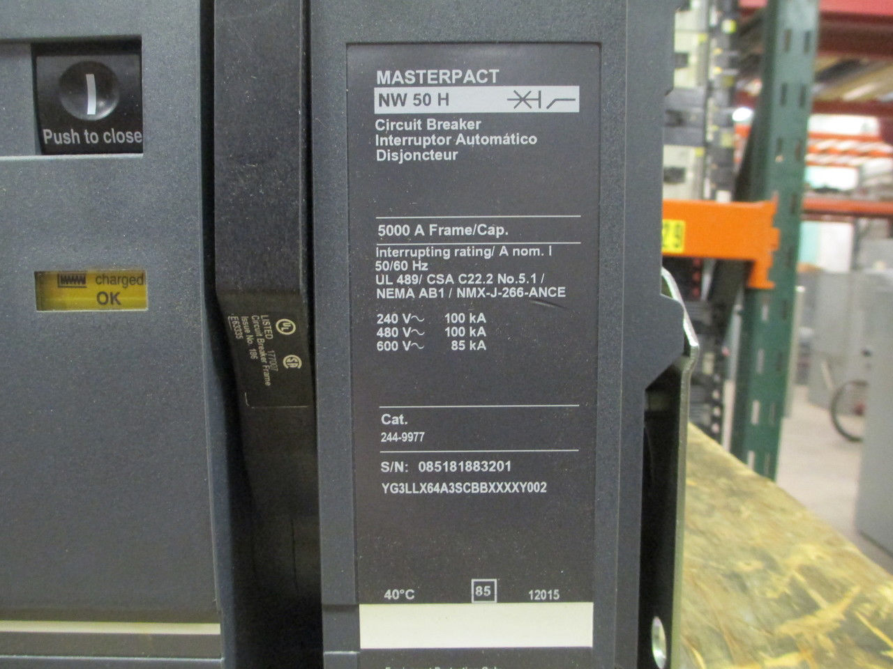 Square D (Schneider) Masterpact NW50H Circuit Breaker 5000 Amp 600 VAC ...