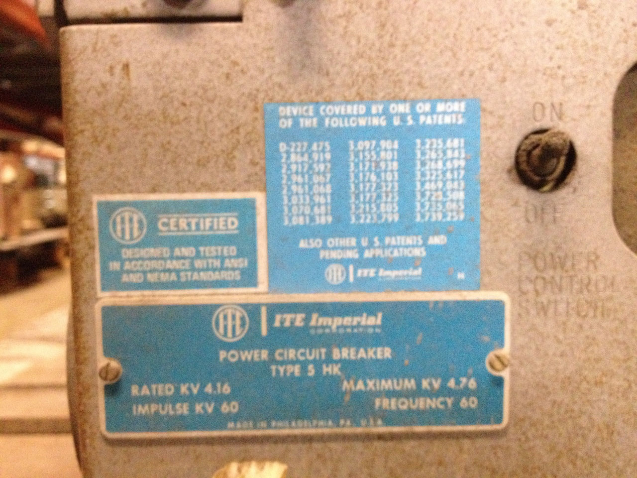 5-HK-2000 ITE Air Circuit Breaker - 5KV 2000A EO/DO | Used ...