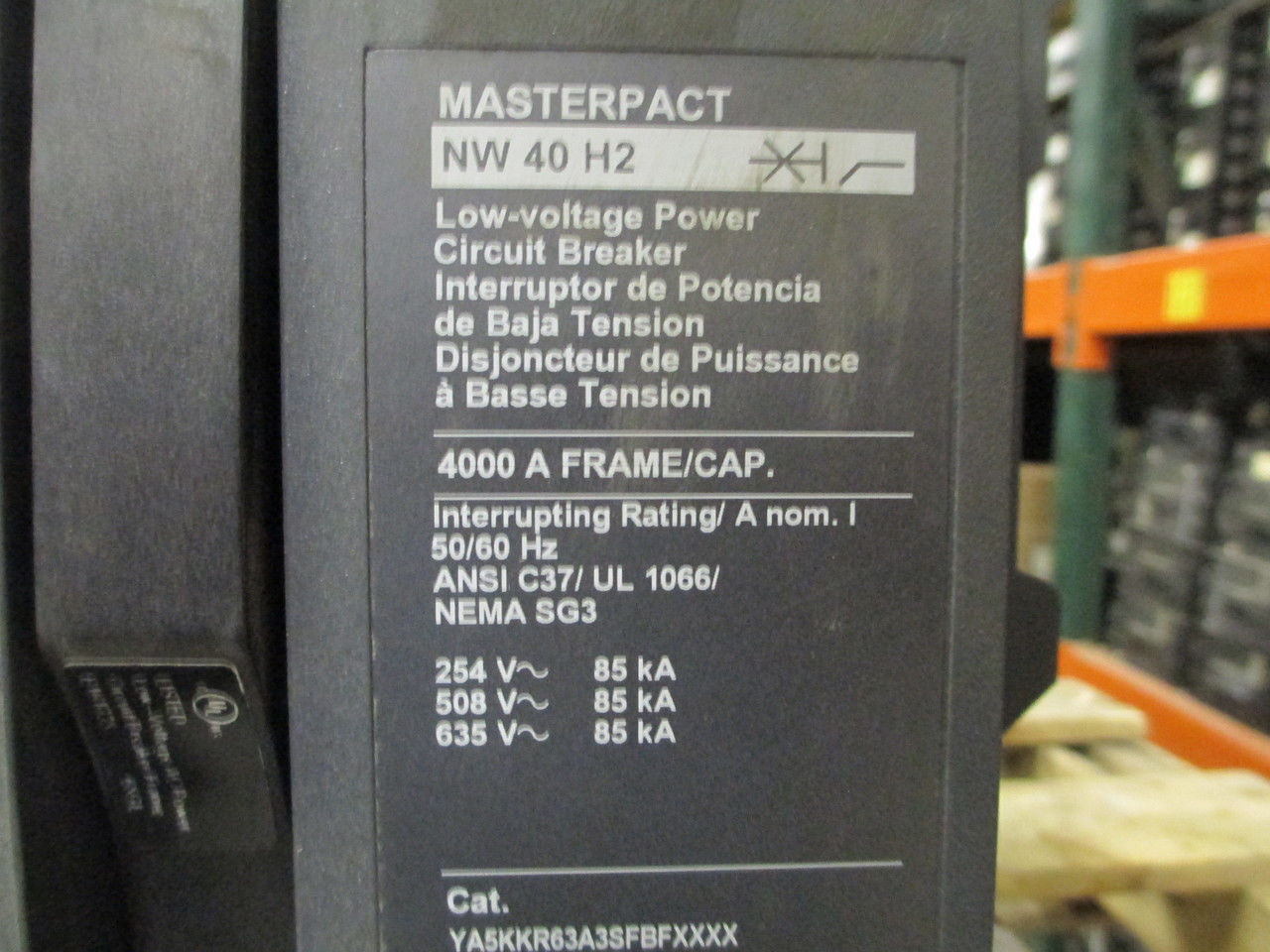 Square D Masterpact NW40H2 Circuit Breaker 4000 Amp 600 VAC E/O D/O ...
