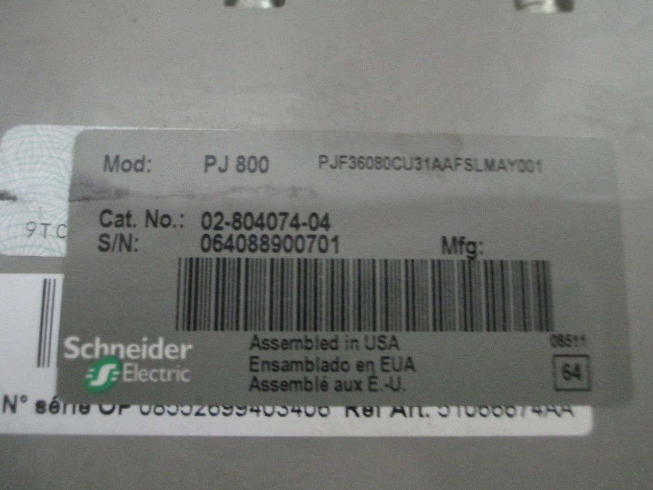 PJ800 Square D PowerPact Breaker 800 Amp 600 VAC M/O F/M | Used ...