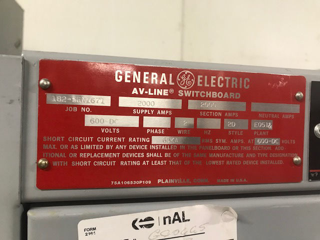 General Electric AV-Line Switchboard THPMM76E1 | 2000 Amp Main Breaker ...