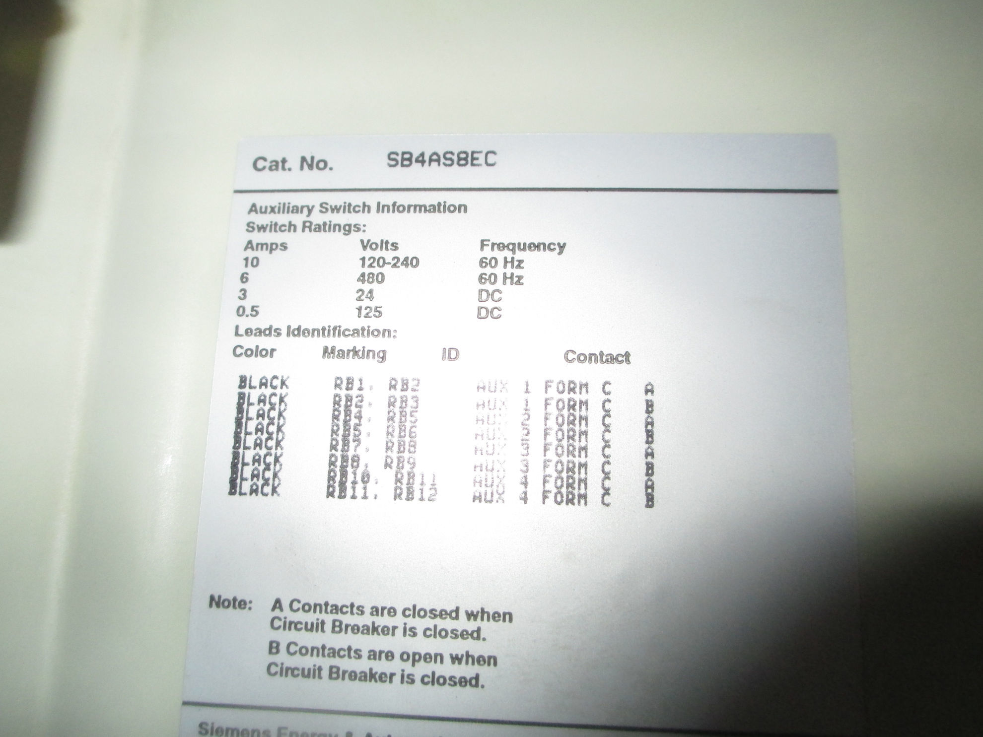 SBS5000 Siemens Breaker 5000 Amp 600 VAC W/ 4000 Amp Rating Plug E/O F ...