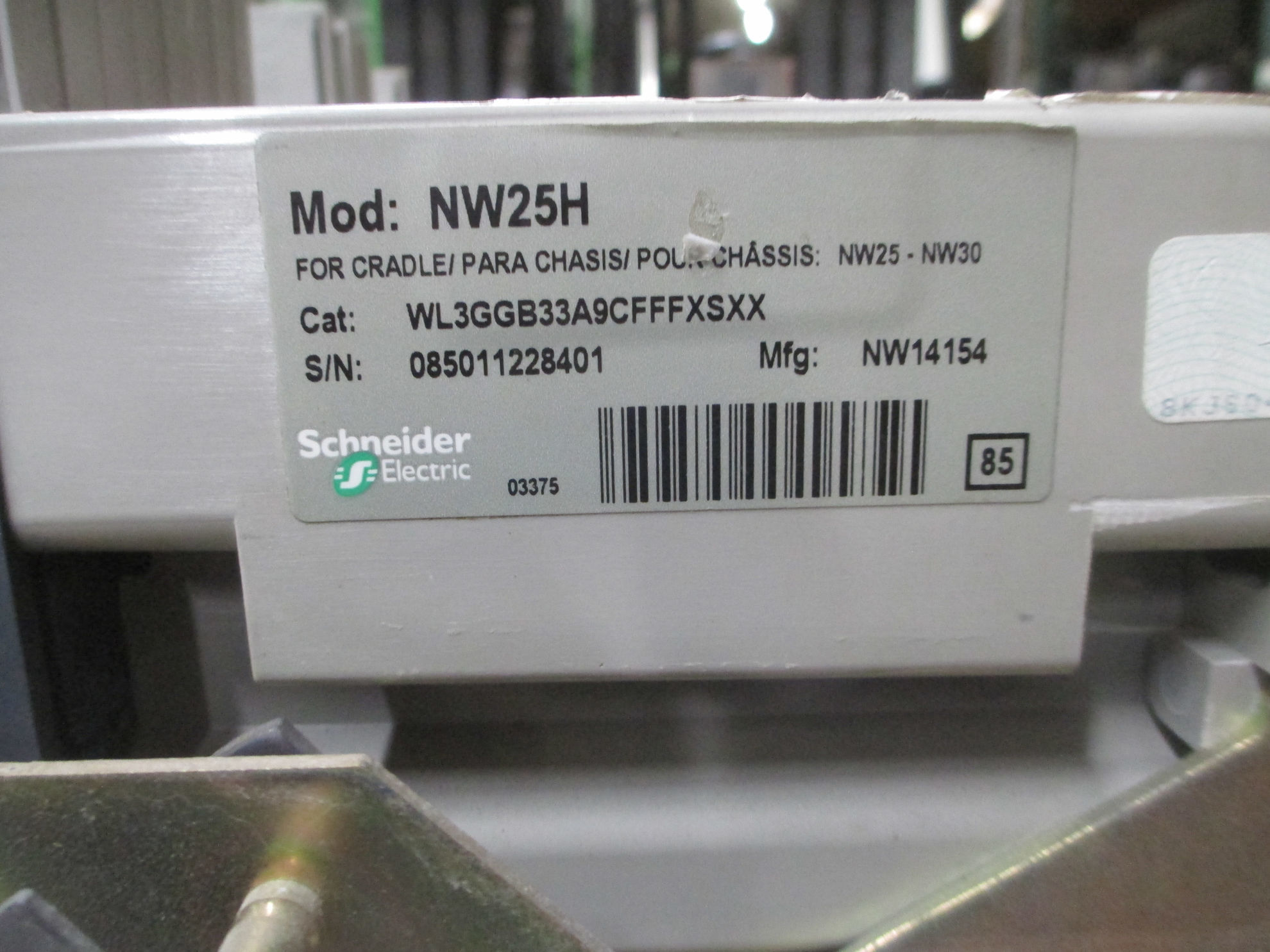 Square D NW25H MasterPact Breaker 2500A 600 VAC F/M M/O | Used ...