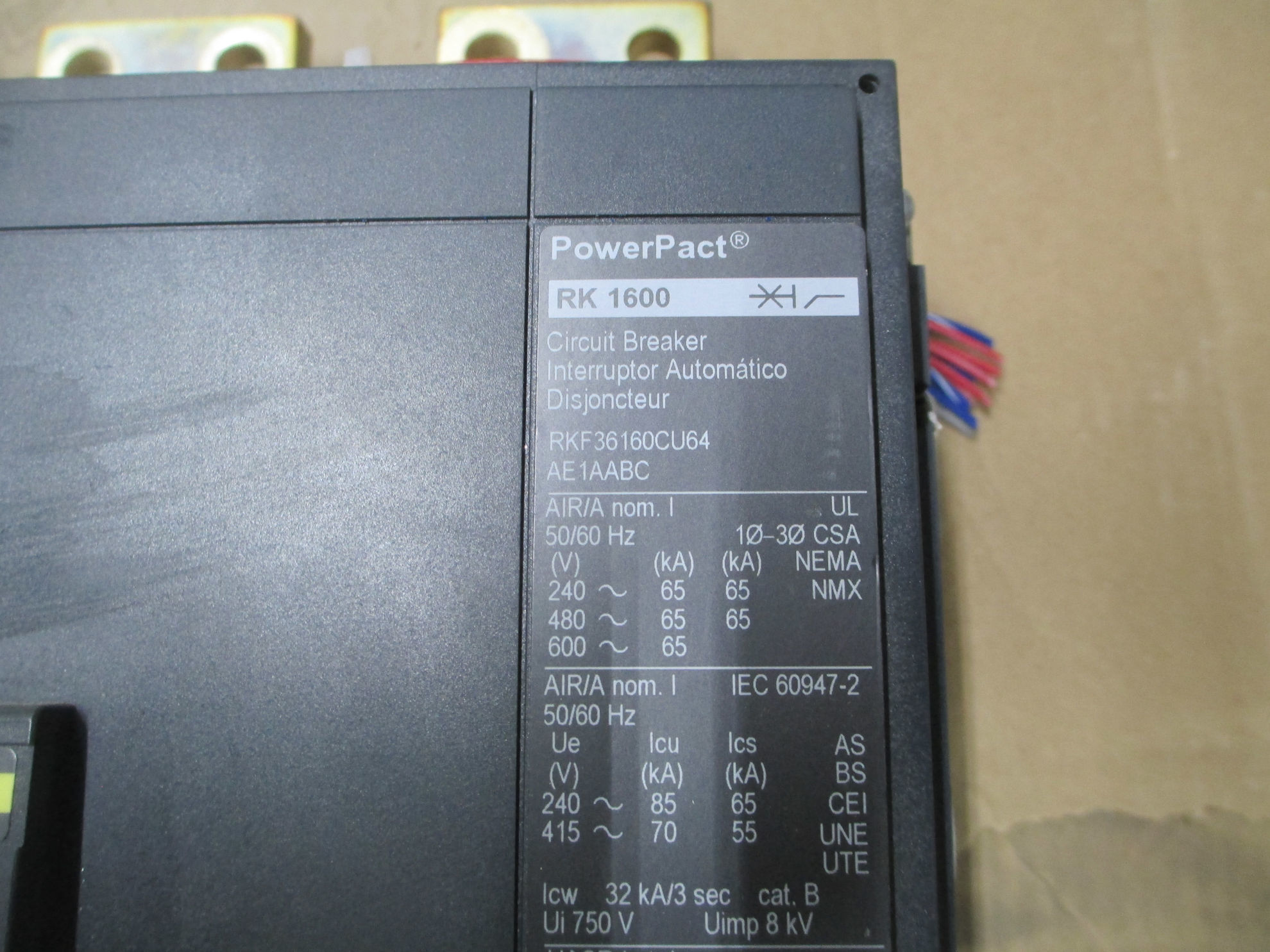 Square D RK1600 PowerPact Circuit Breaker RKF36160CU464AE1AABC 1600A ...