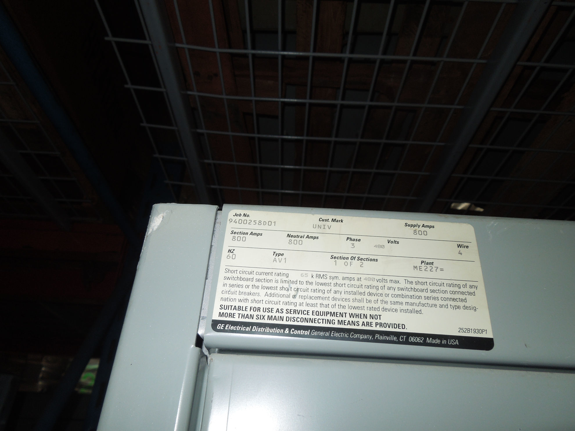 General Electric Spectra Series Switchboard THPR3608B | 800 Amp Main ...