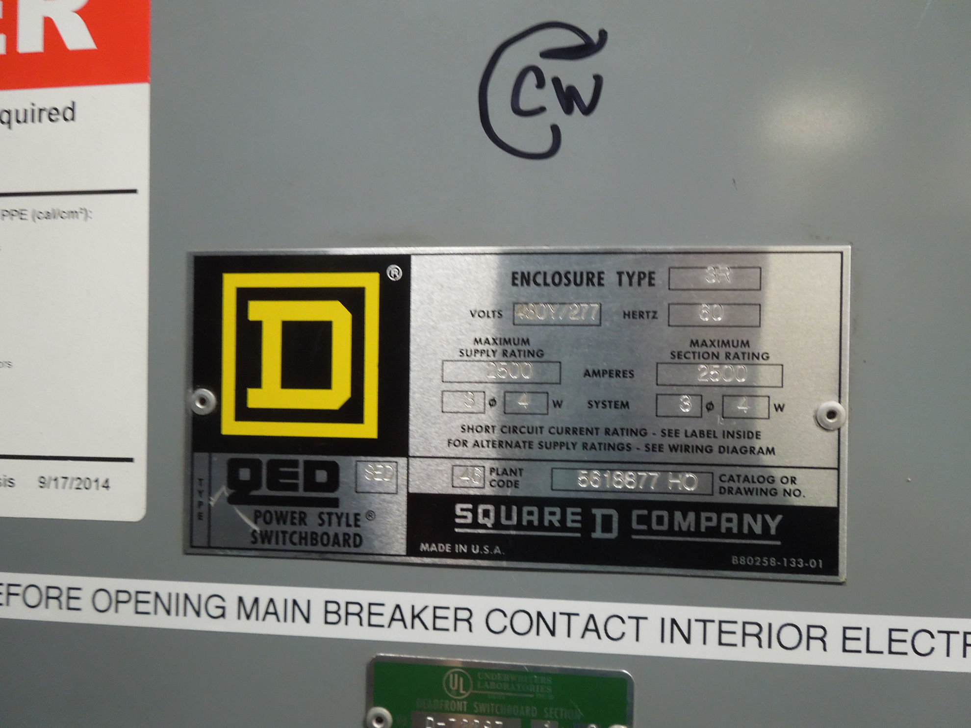 Square D QED Power Style Switchboard | 2500 Amp SE Main Breaker | 480Y ...