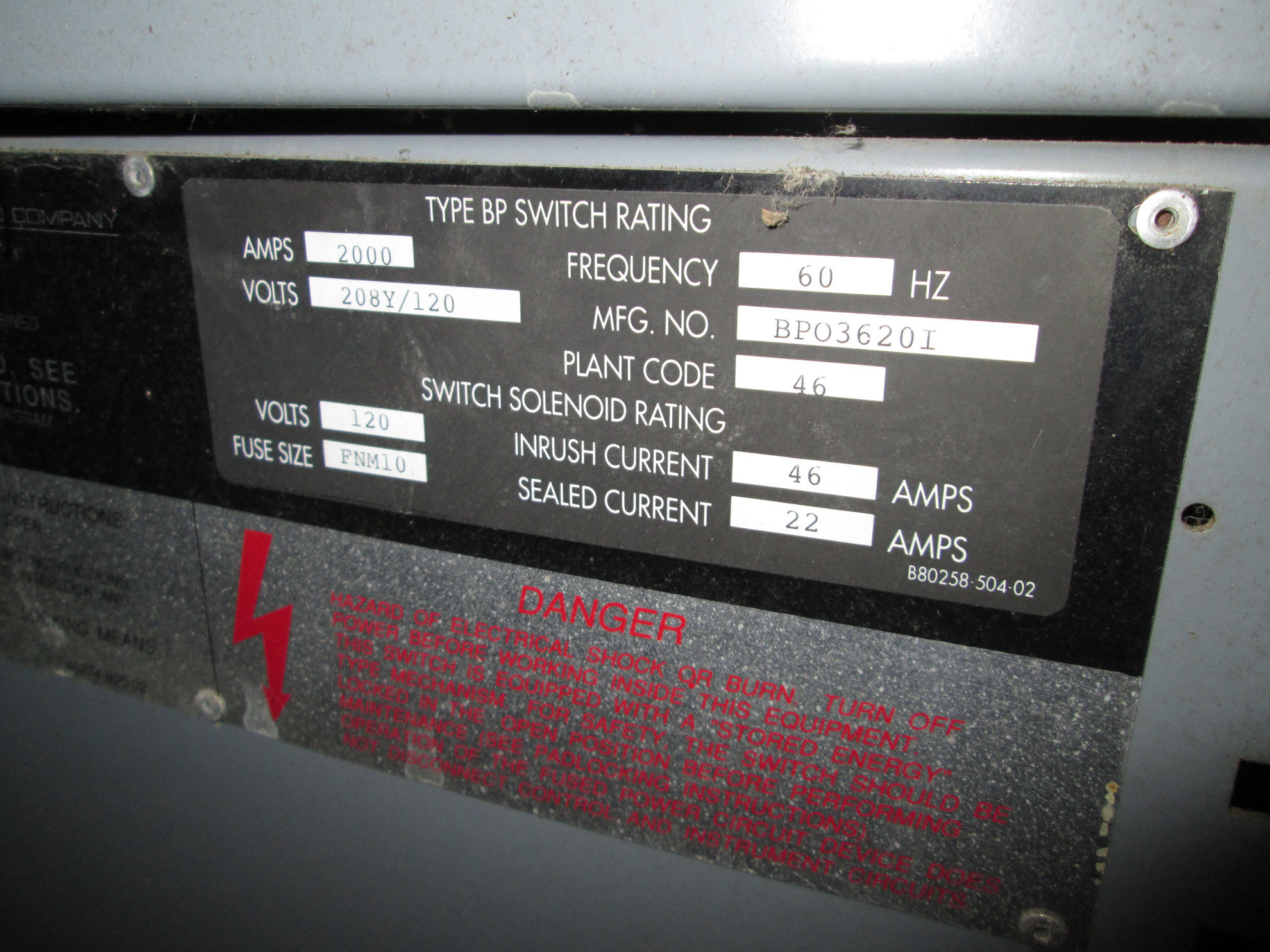 Square D QED Power Style Switchboard 2000 Amp 208Y/120 Volt 3 Ph 4W ...