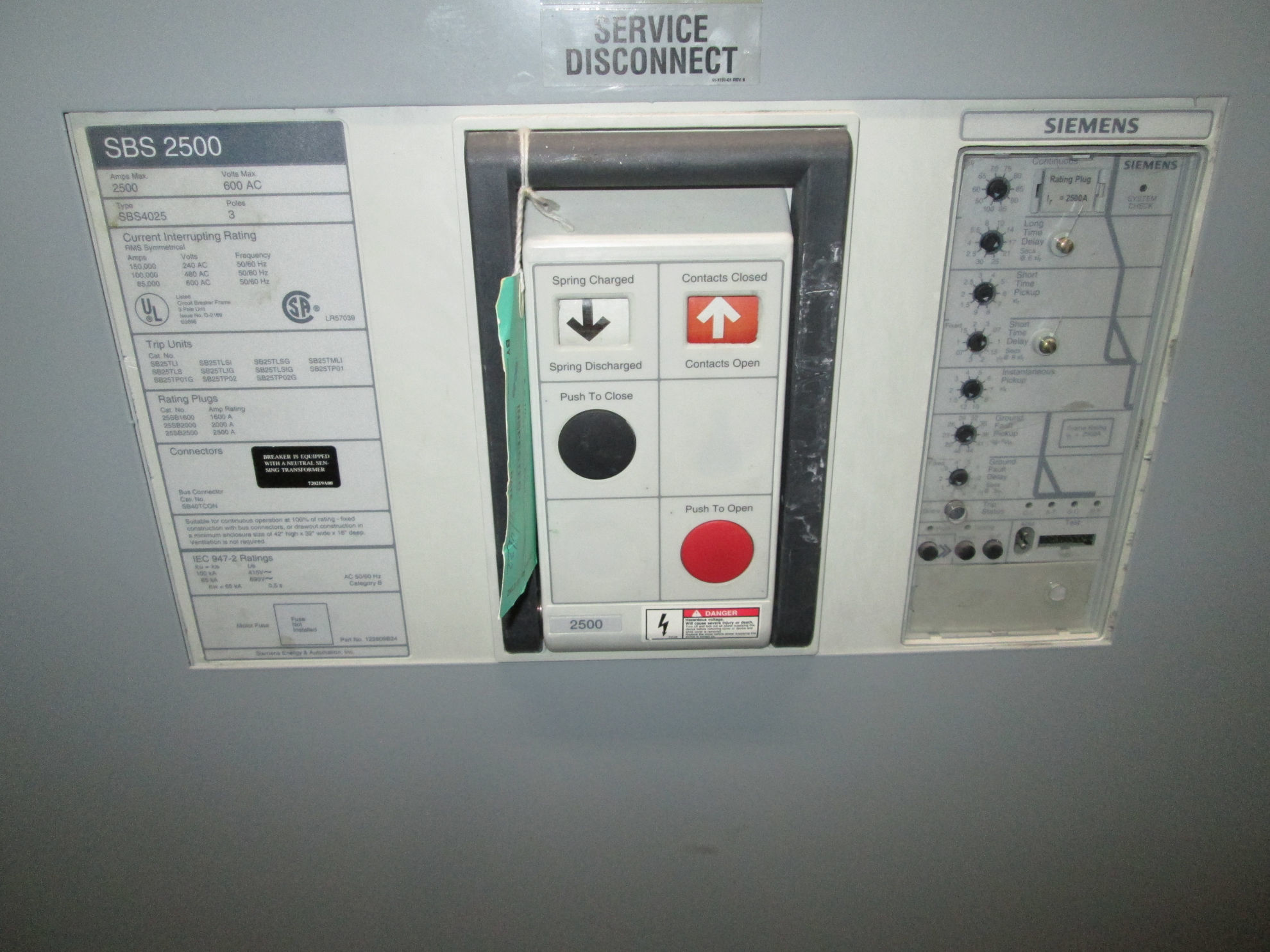 Siemens SB3 Switchboard SBS4025 | 2500 Amp Main Breaker | 480Y/277V 3 ...