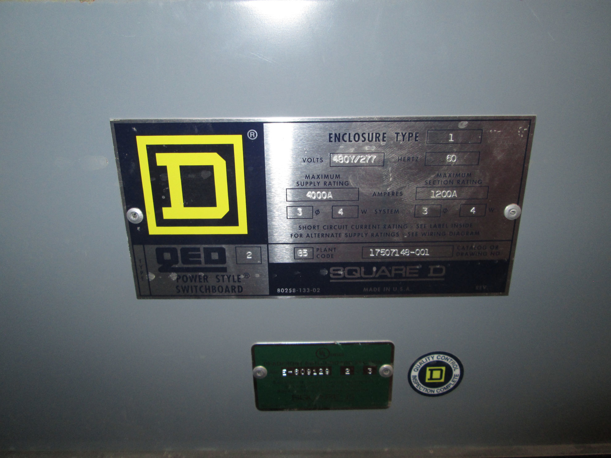 Square D QED Power Style Switchboard | 4000 Amp Main Lug Only | 480Y ...