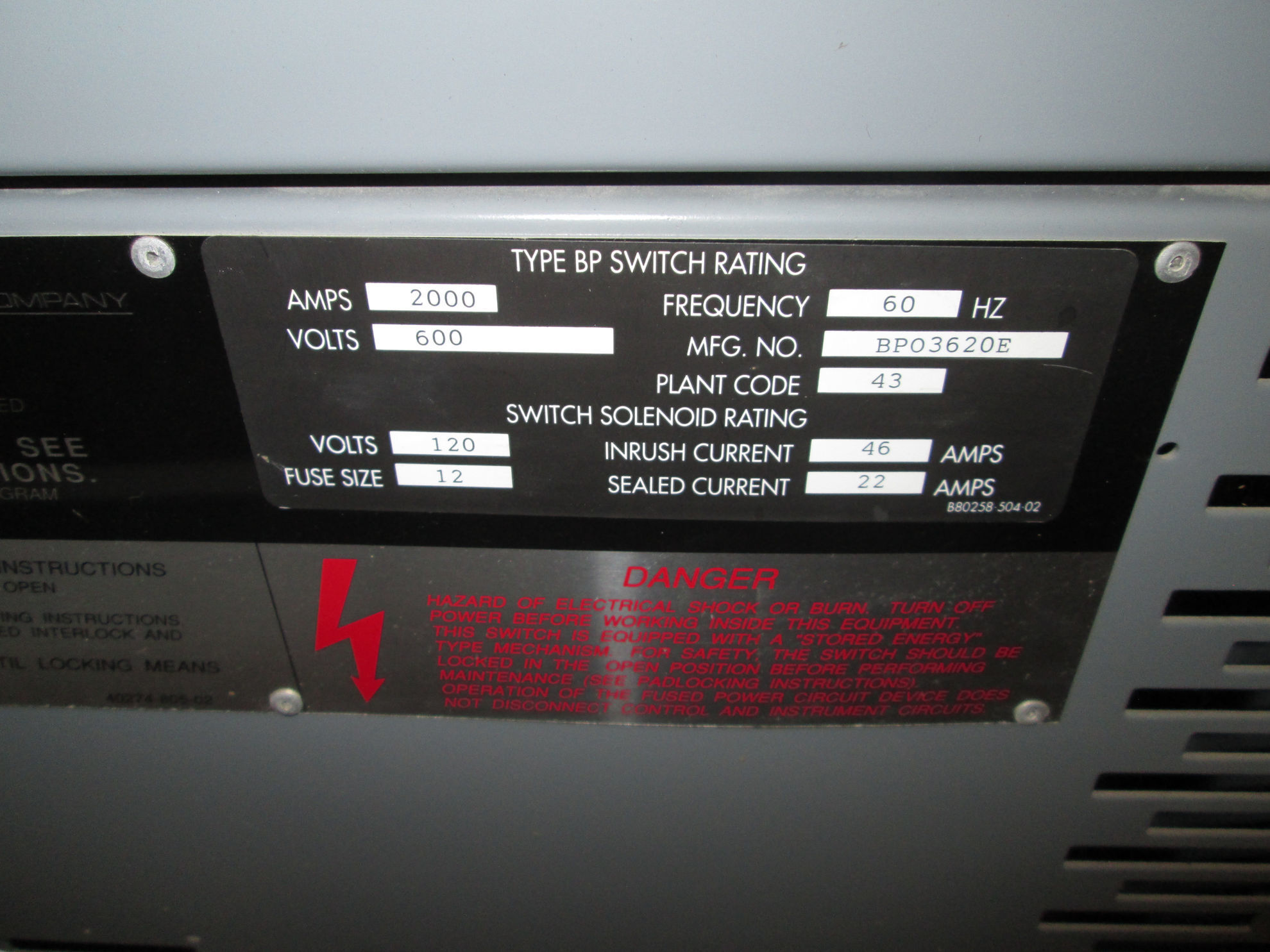 Square D QED Power Style Switchboard BPO3620E | 2000 Amp Fusible Main ...