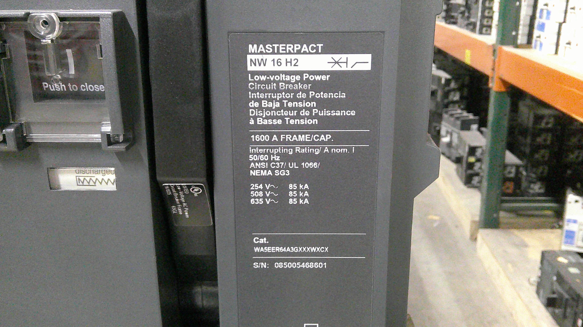 Square D MasterPact NW16H2 Circuit Breaker 1600 Amp 600 Volt AC M/O D/O ...