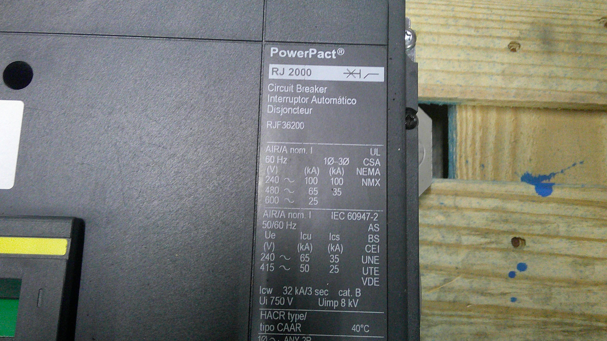Square D PowerPact RJ2000 Circuit Breaker 2000 Amp 600 Volt AC M/O F/M ...