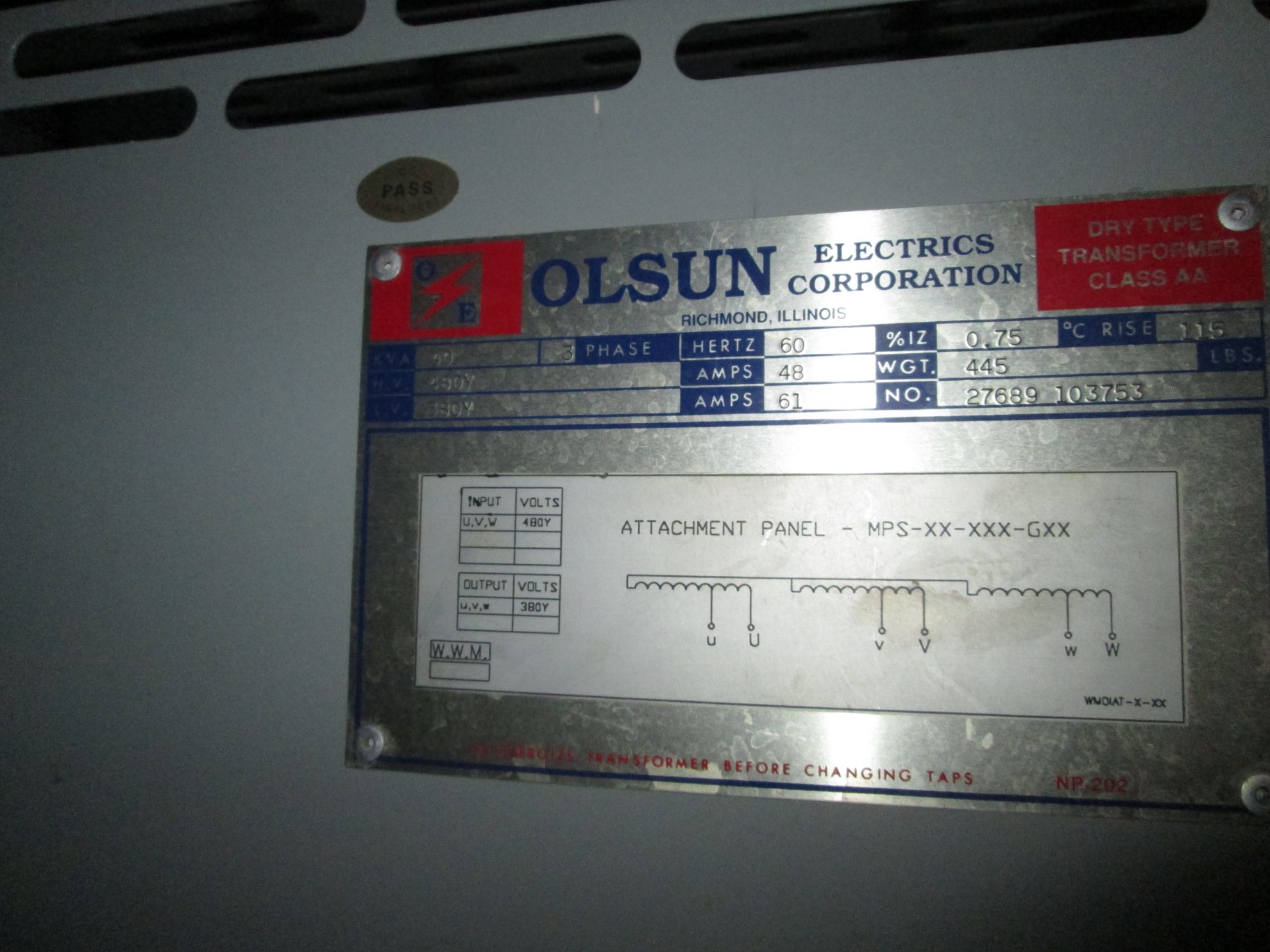 Olsun Low Voltage Dry Type Auto Transformer | 40 KVA 480Y-380Y Volt | 3 ...
