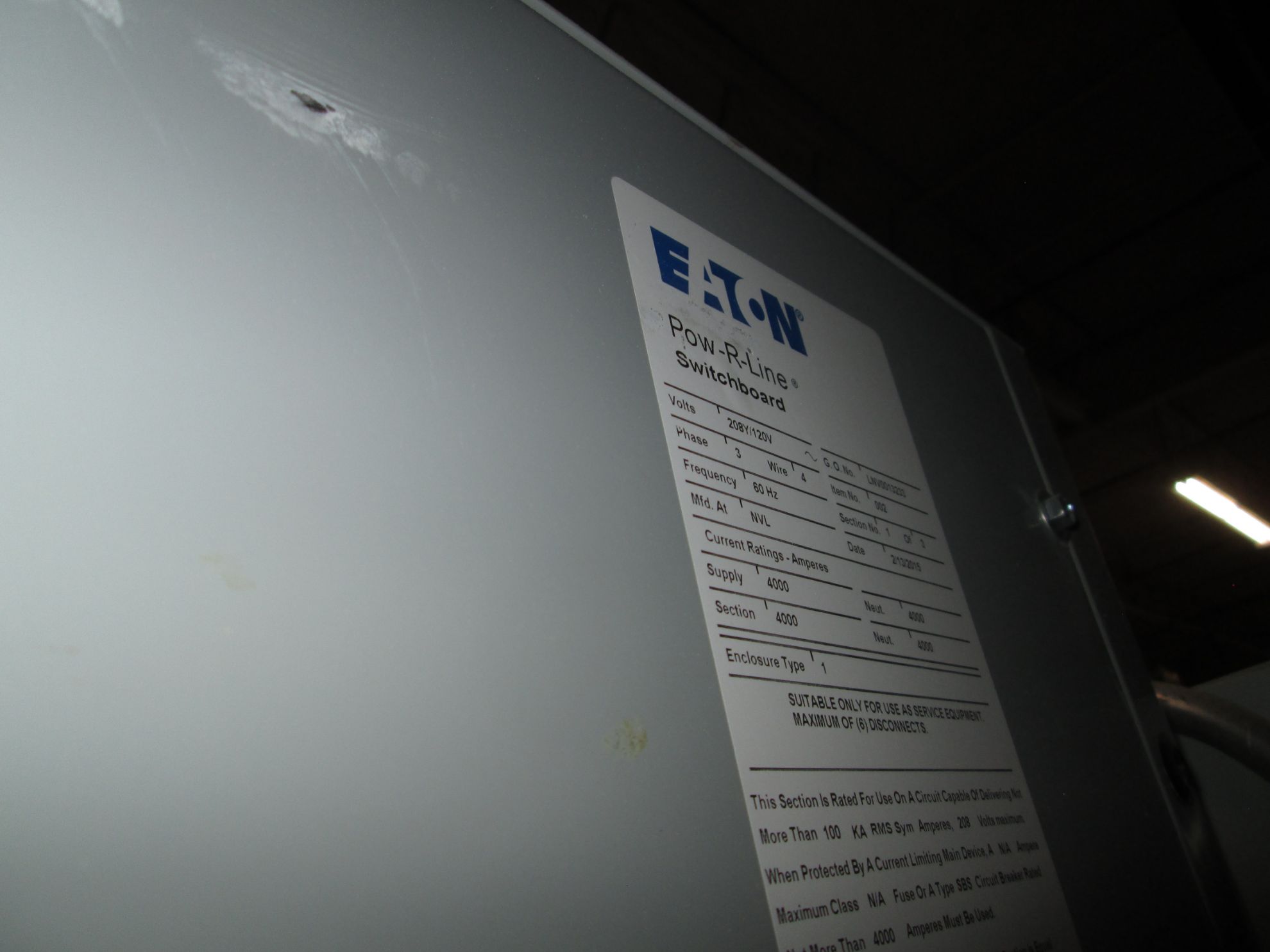 Eaton Pow-R-Line Switchboard SBSC4N | 4000 Amp Main Breaker | 208Y/120V ...