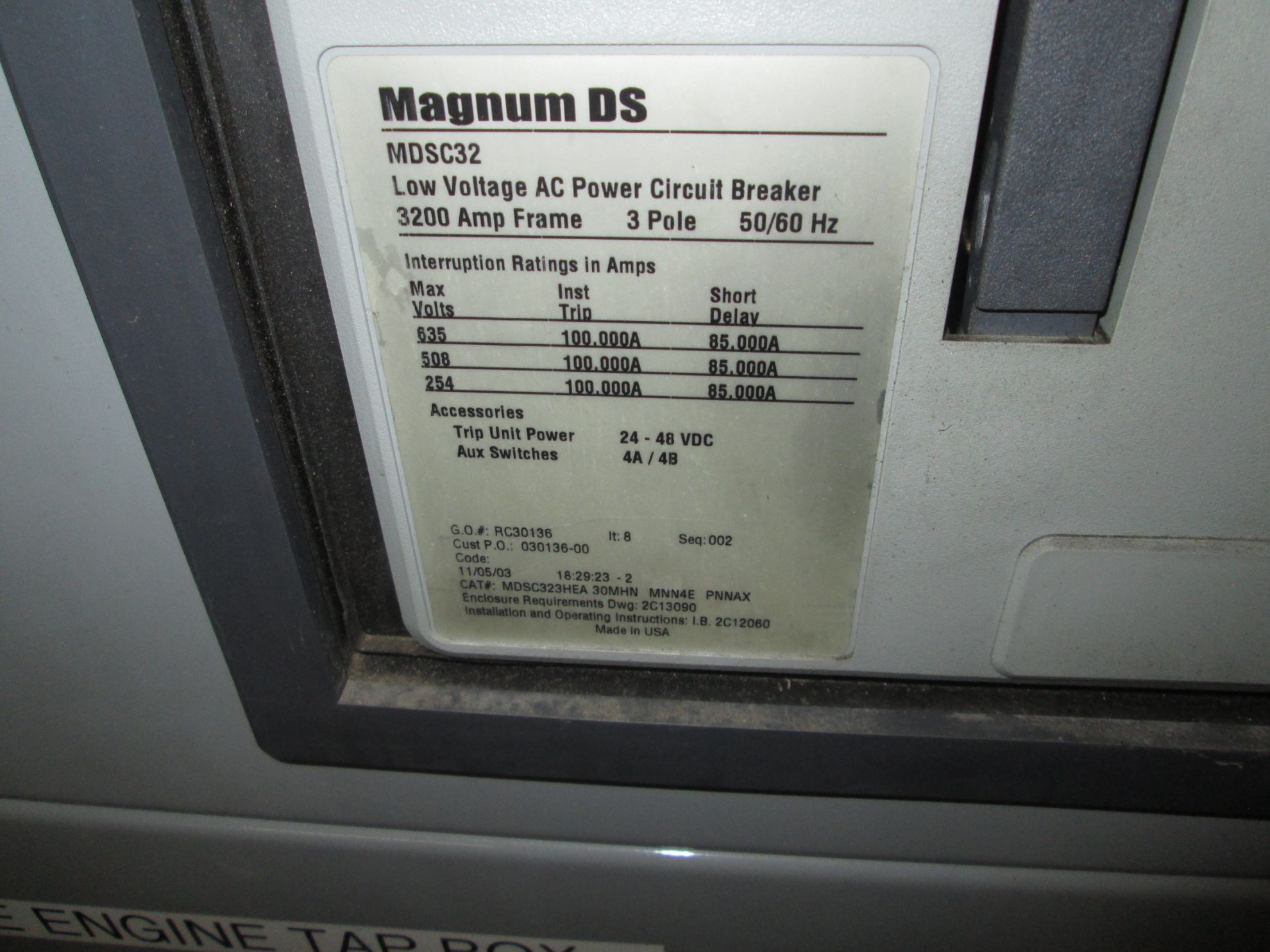 Cutler-Hammer Magnum DS Switchboard MDSC32 | 3200 Amp Main Breaker ...