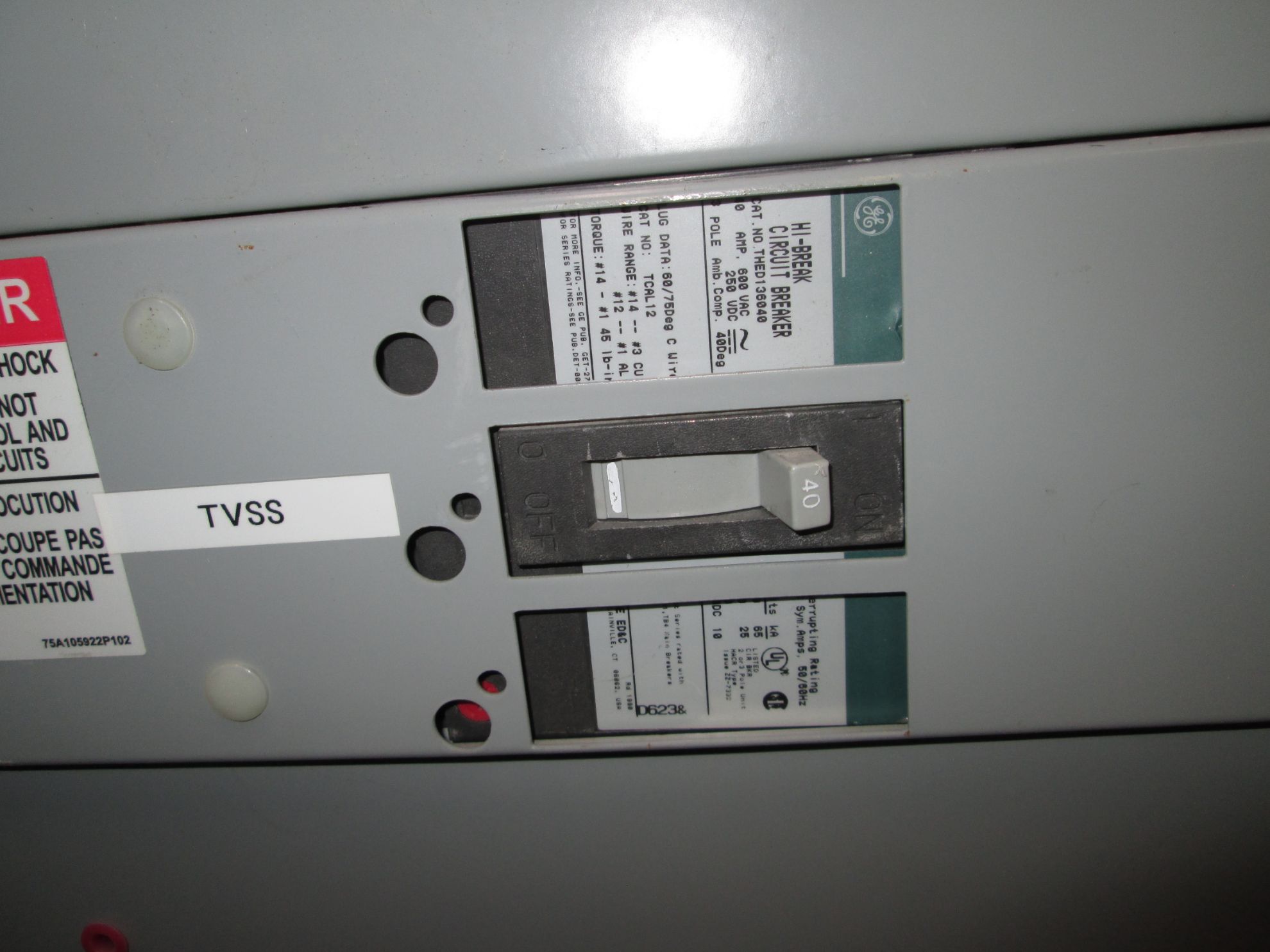 General Electric Spectra Series Switchboard MLO 1600 Amp 480 Volt 3 Ph ...