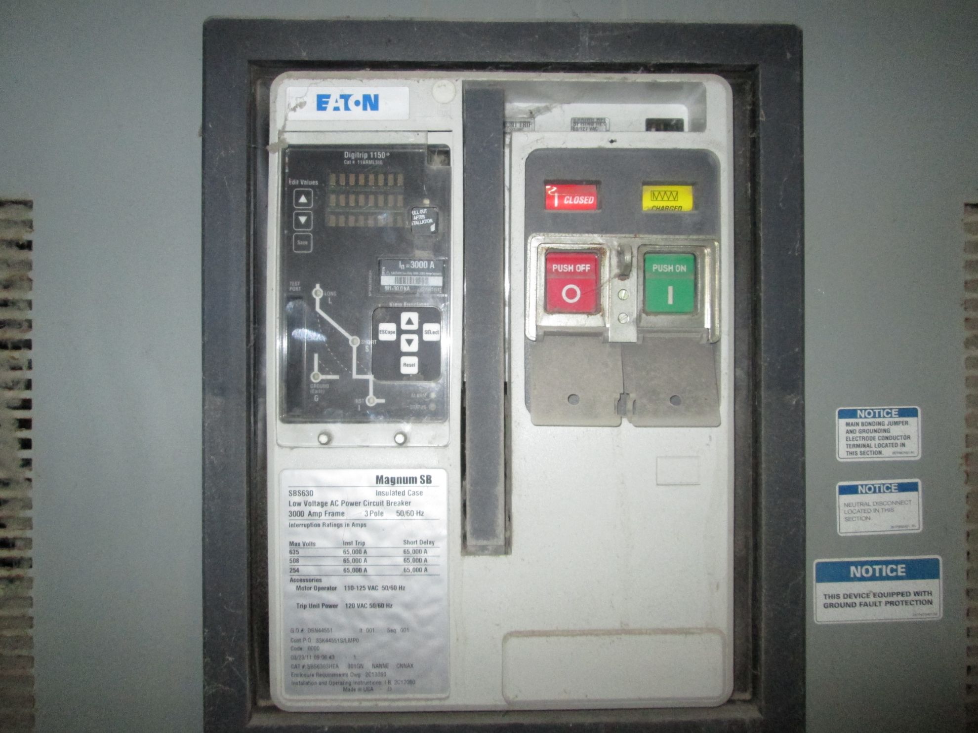 Cutler-Hammer Pow-R-Line Switchboard SBS630 | 3000 Amp Main Breaker ...