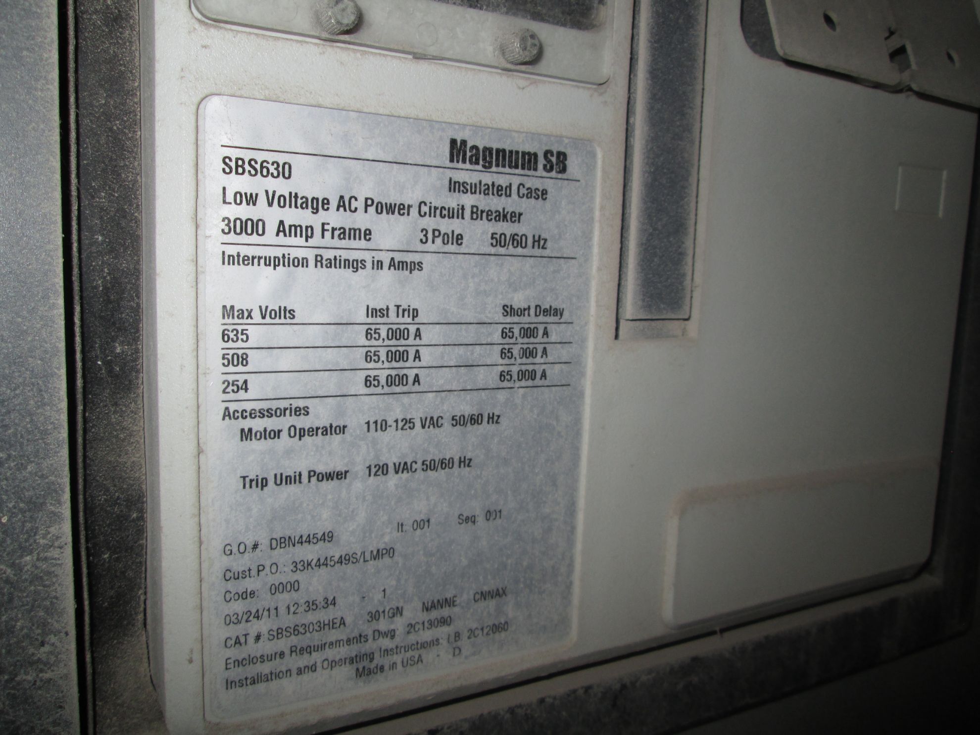 Cutler-Hammer Pow-R-Line Switchboard SBS630 | 3000 Amp Main Breaker ...