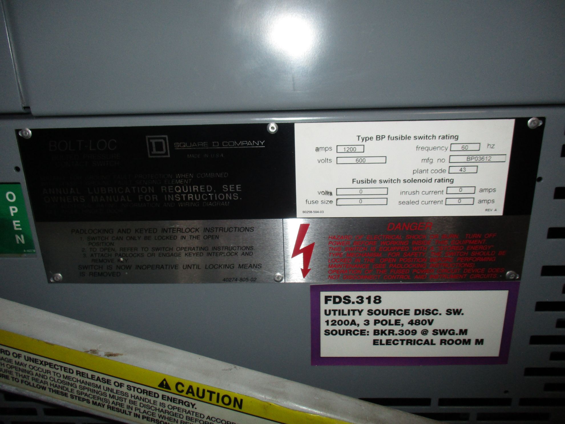 Square D QED Power Style Switchboard BP03612 | 1200 Amp Fusible Dual ...