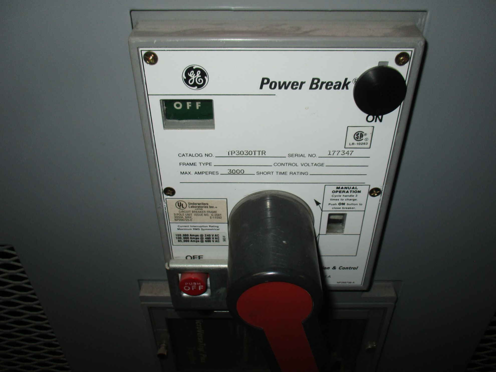 General Electric Spectra Switchboard TP3030TTR | 3000 Amp Main Breaker ...