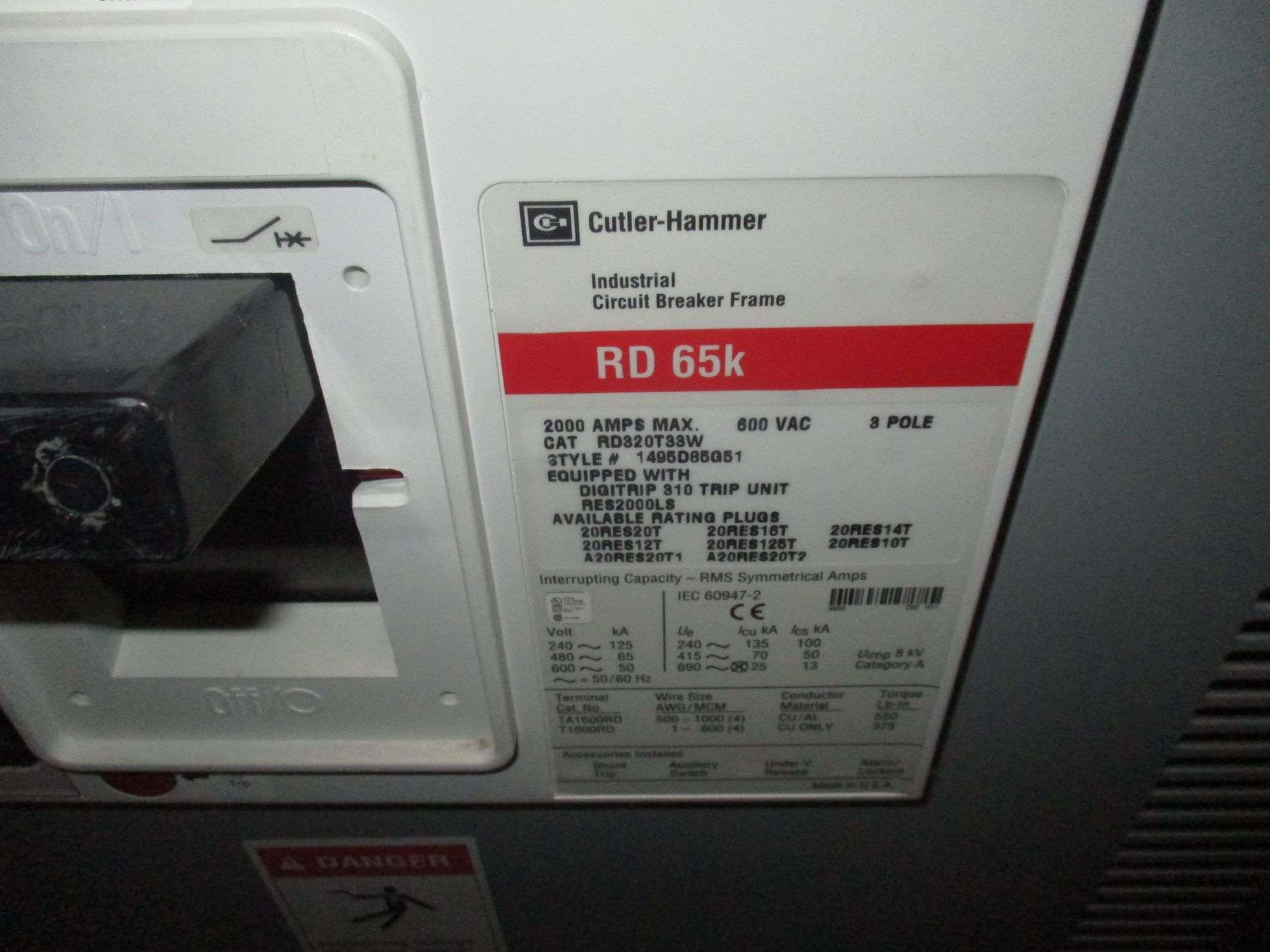 Eaton Pow-R-Line Switchboard RD320T33W | 2000 Amp Main Breaker | 208Y ...