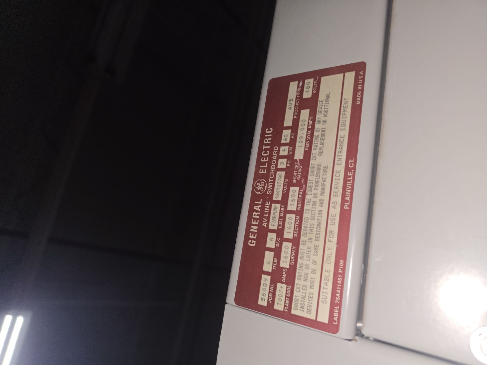 General Electric AV-Line Switchboard THP1616SS | 1600 Amp Main Breaker ...